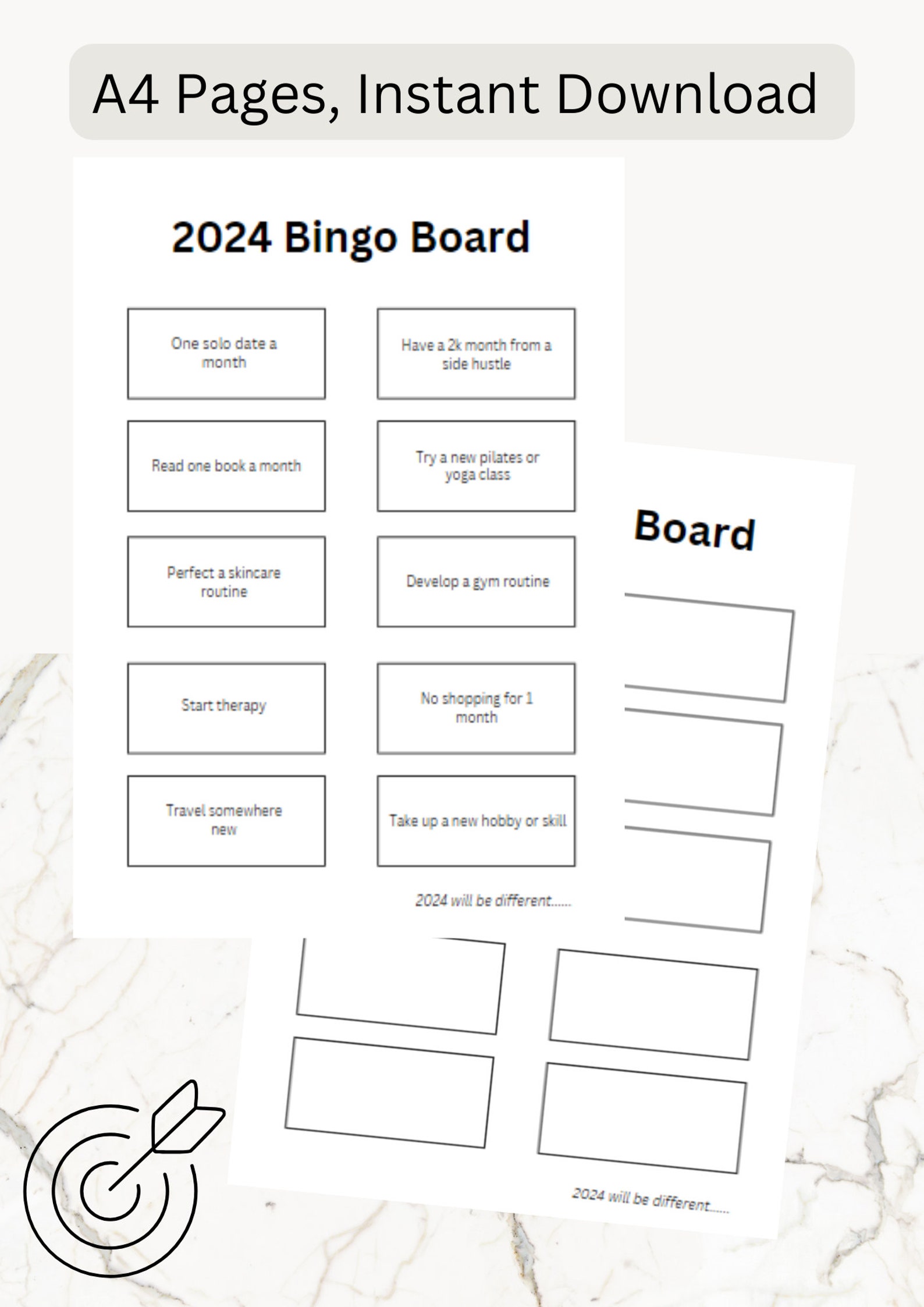 2024 A4 Bingo Board, Printable Blank and Filled in Templates for ...