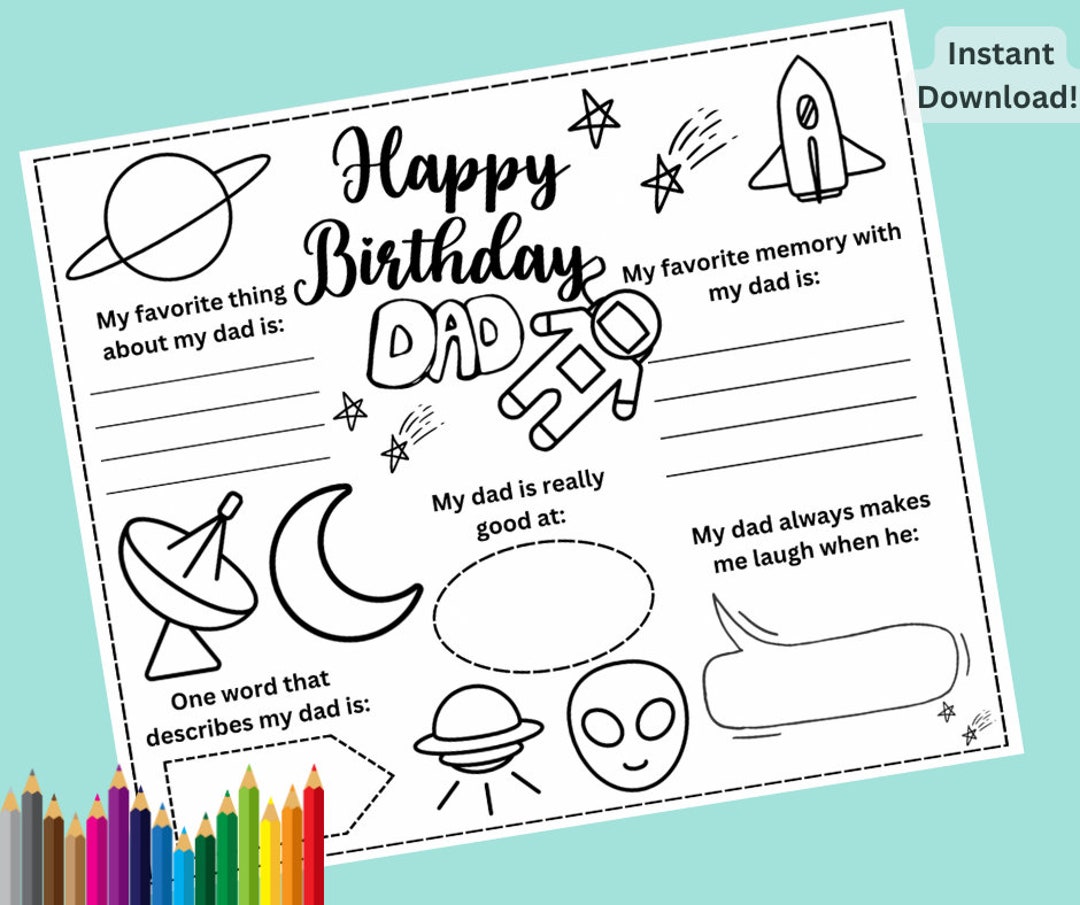 Personalized Happy Birthday Dad Gift: Outer Space Celestial Coloring ...
