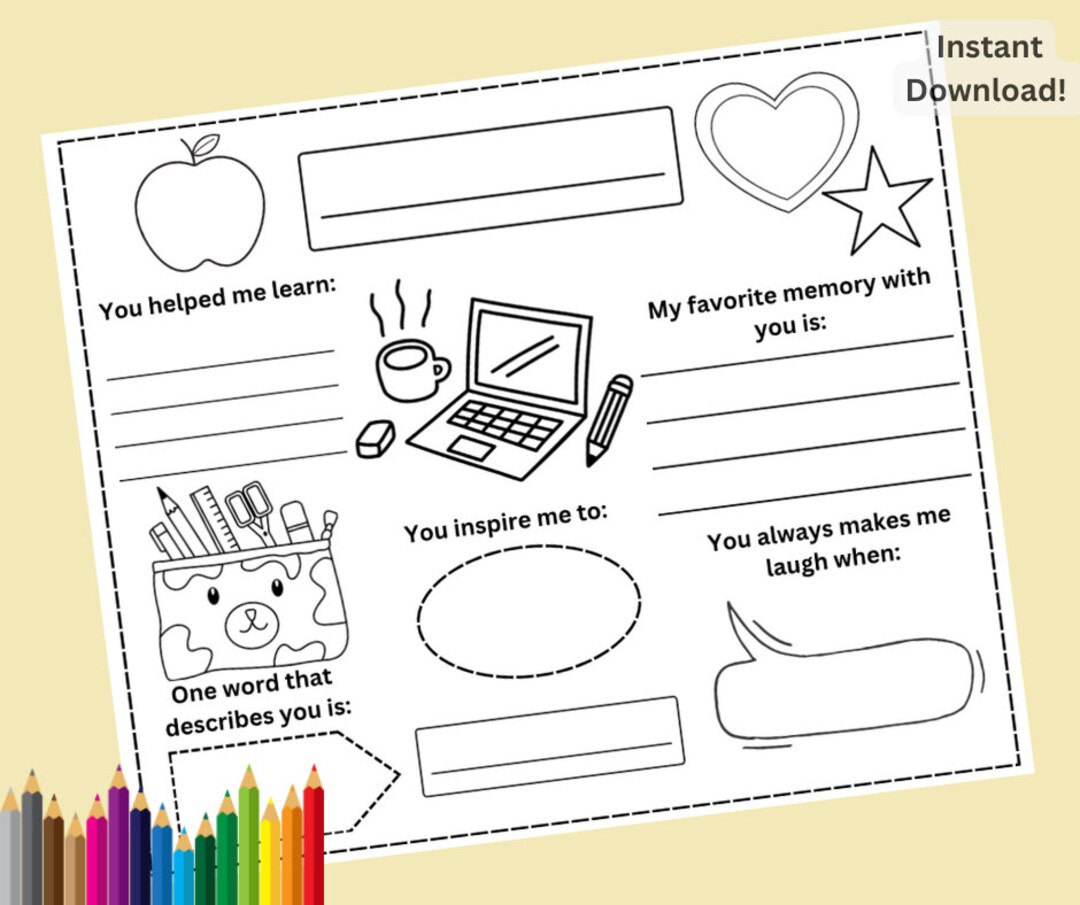 Personalized Teacher Appreciation Printable: Thank You Gift, Letter ...