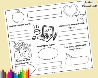 Teacher Appreciation Printable Personalized Teacher Gift Thank You ...