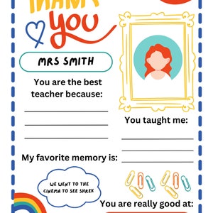 Teacher Appreciation Printable Teacher Appreciation Gift, All About My ...