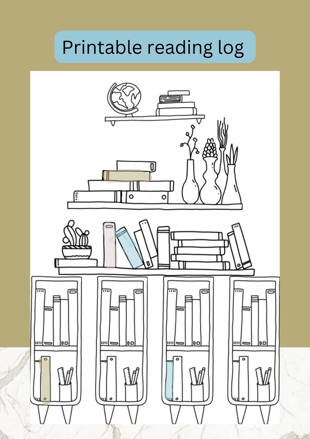 Reading Tracker Printable A4 Bookshelf Reading Log, Book Tracker ...