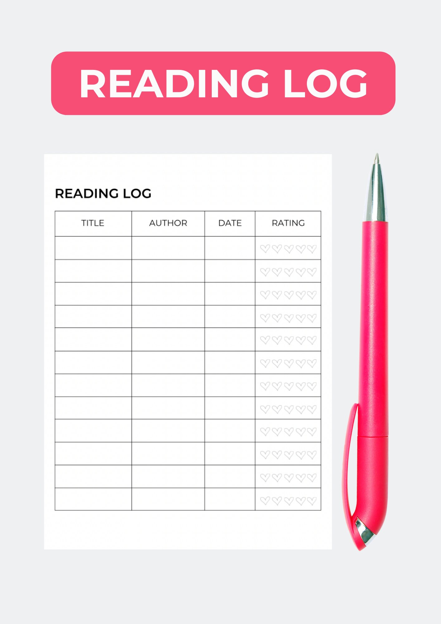 Simple Reading Log Printable Track Your Reading Progress - Etsy