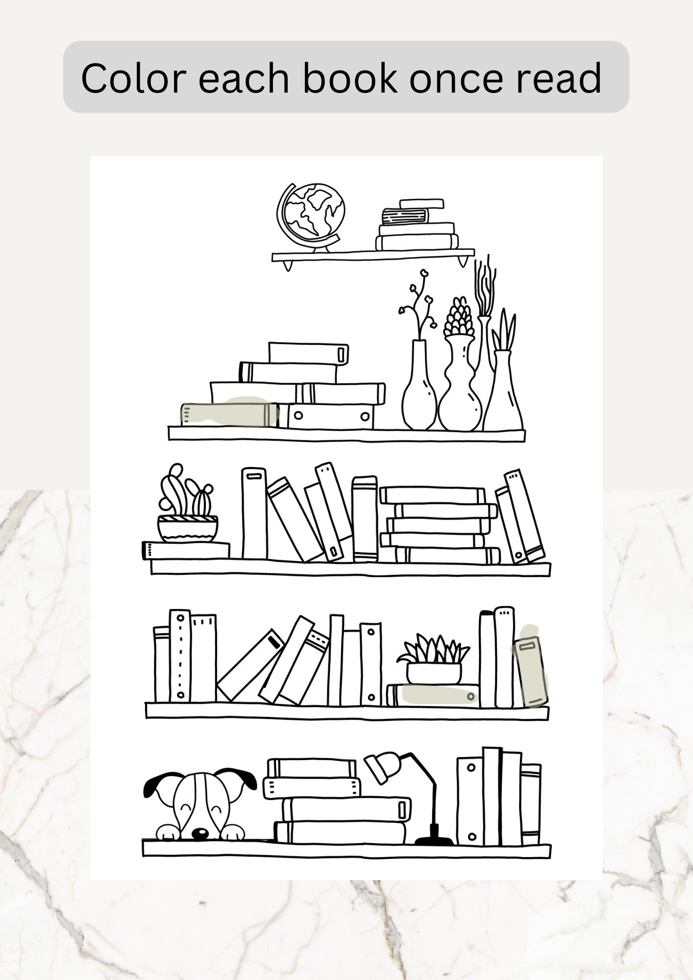 Bookshelf Printable Template, Books to Read, Books I've Read, Book ...