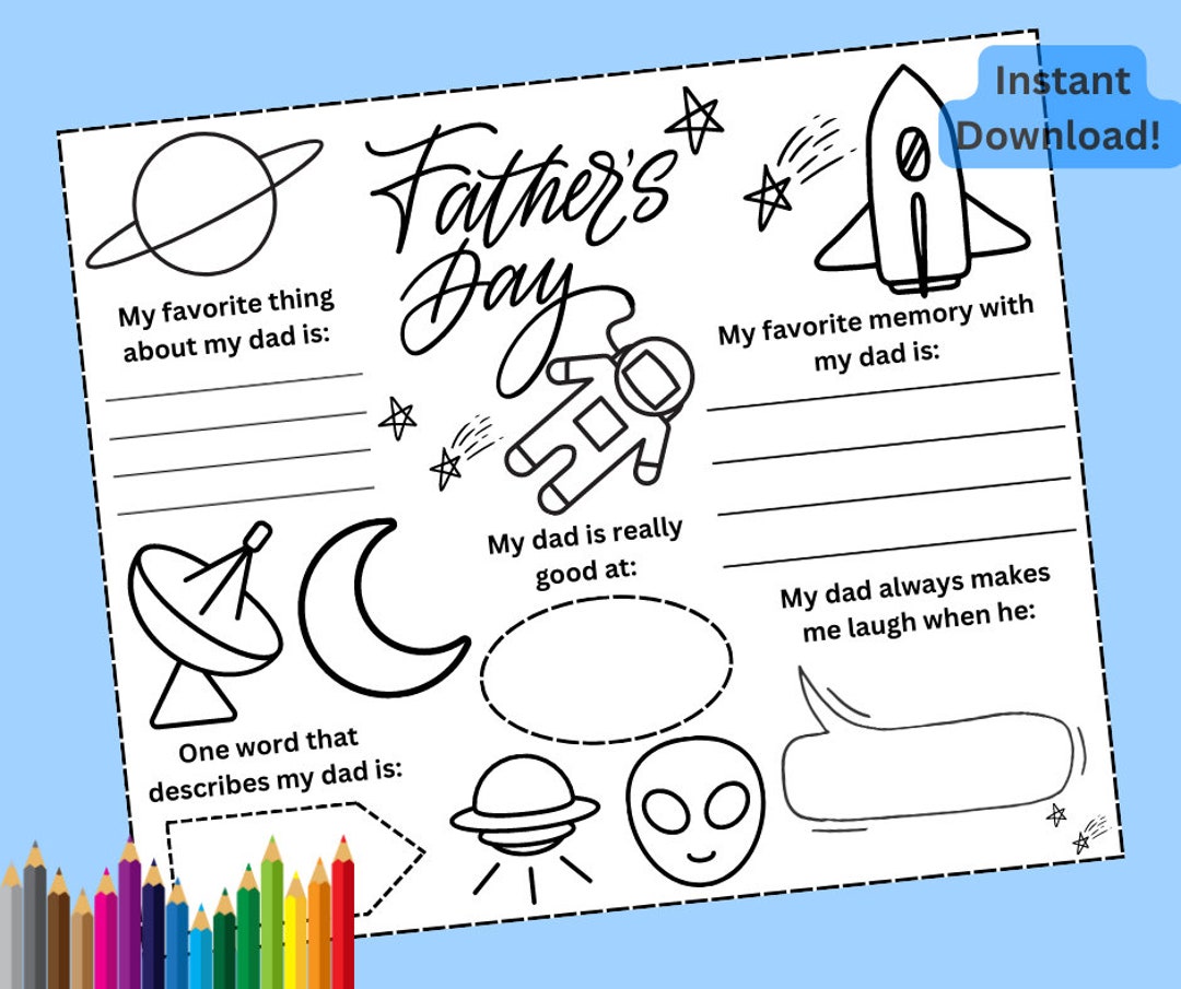 Fathers Day Fill-in-the-blank Activity Page Outer Space Celestial ...
