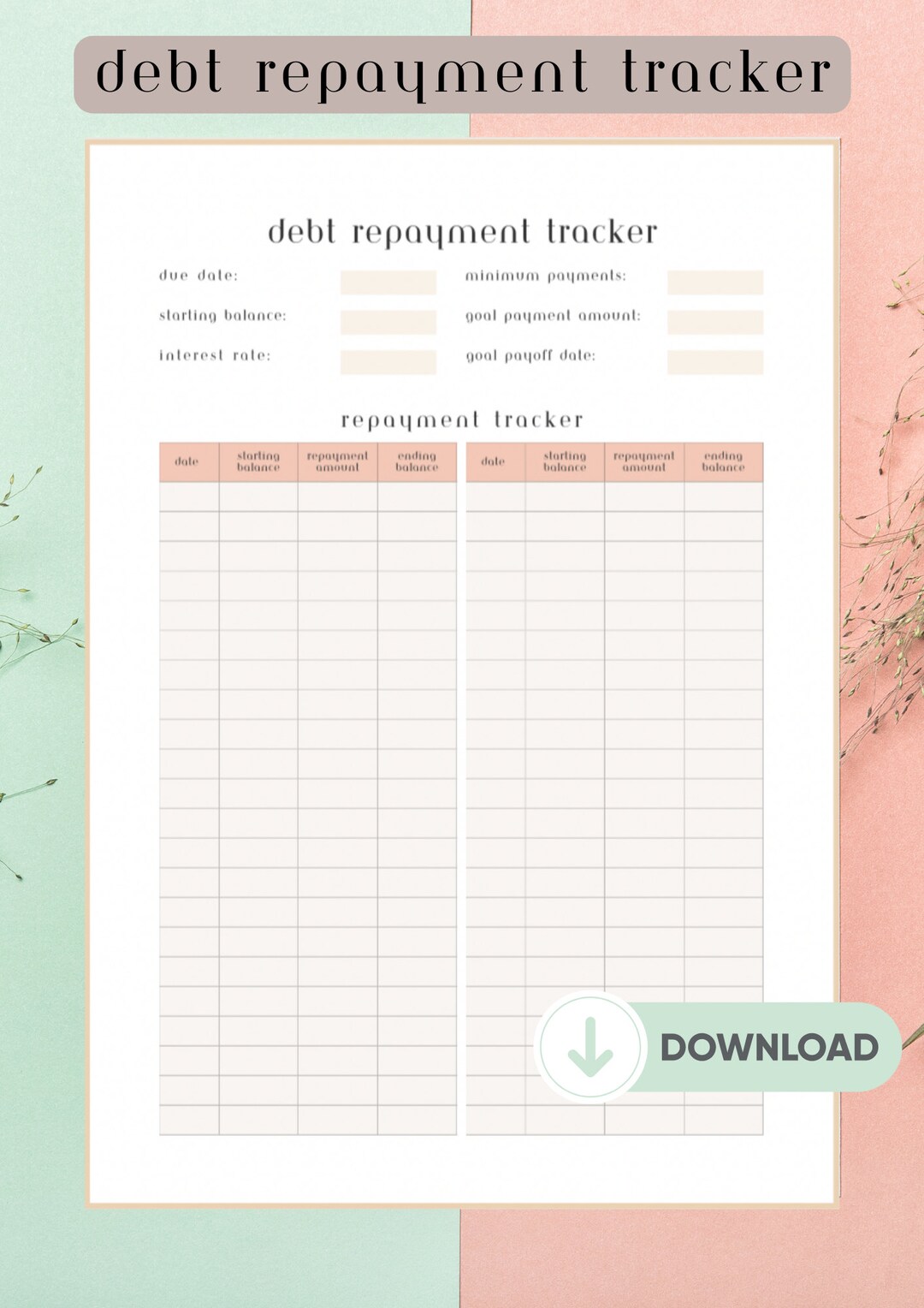 Debt and Payoff Tracker Printable Financial Organizer Debt Snowball ...