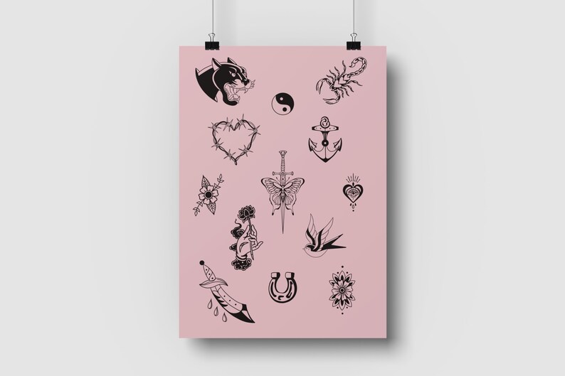 Traditional Style Tattoo Flash Sheet Print - Etsy UK