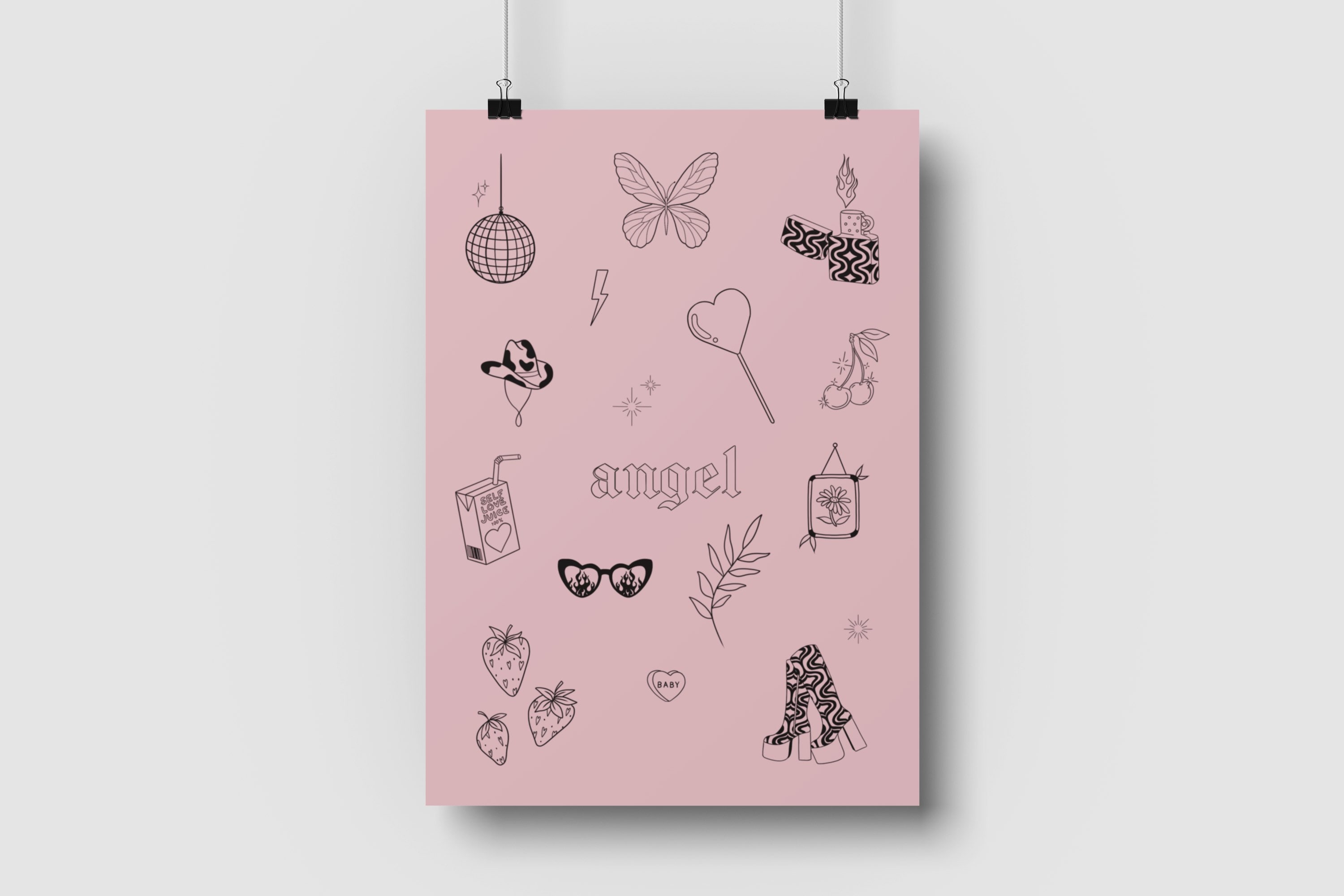 Patchwork Style Tattoo Flash Sheet Print - Etsy