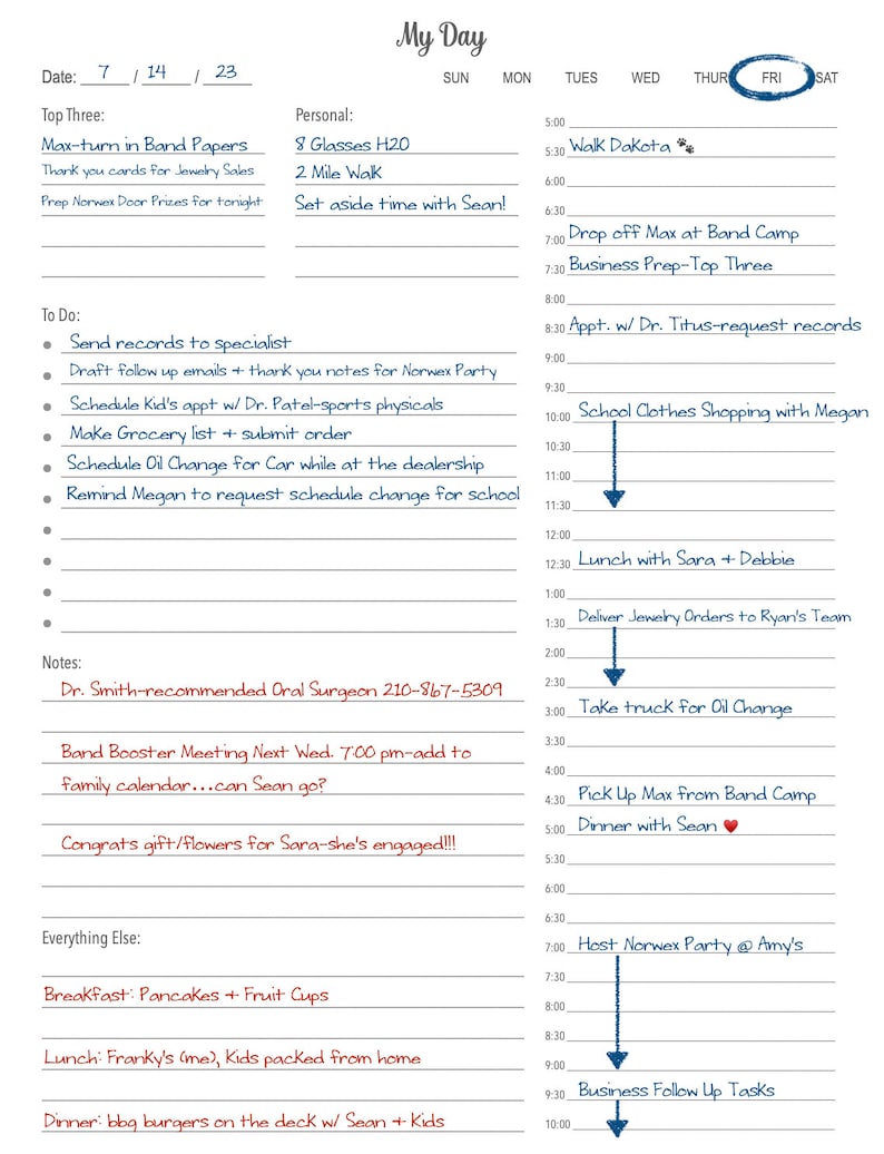 Daily Time Block Printable Planning Page - Etsy