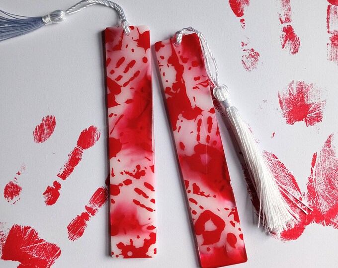 Redrum Blood Splatter Resin Bookmark With Tassel double Sided, Painted ...