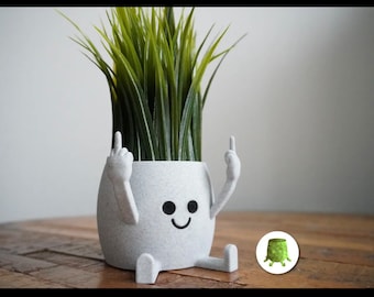 Smiling Plant Pot With Middle Fingers Up - Etsy UK
