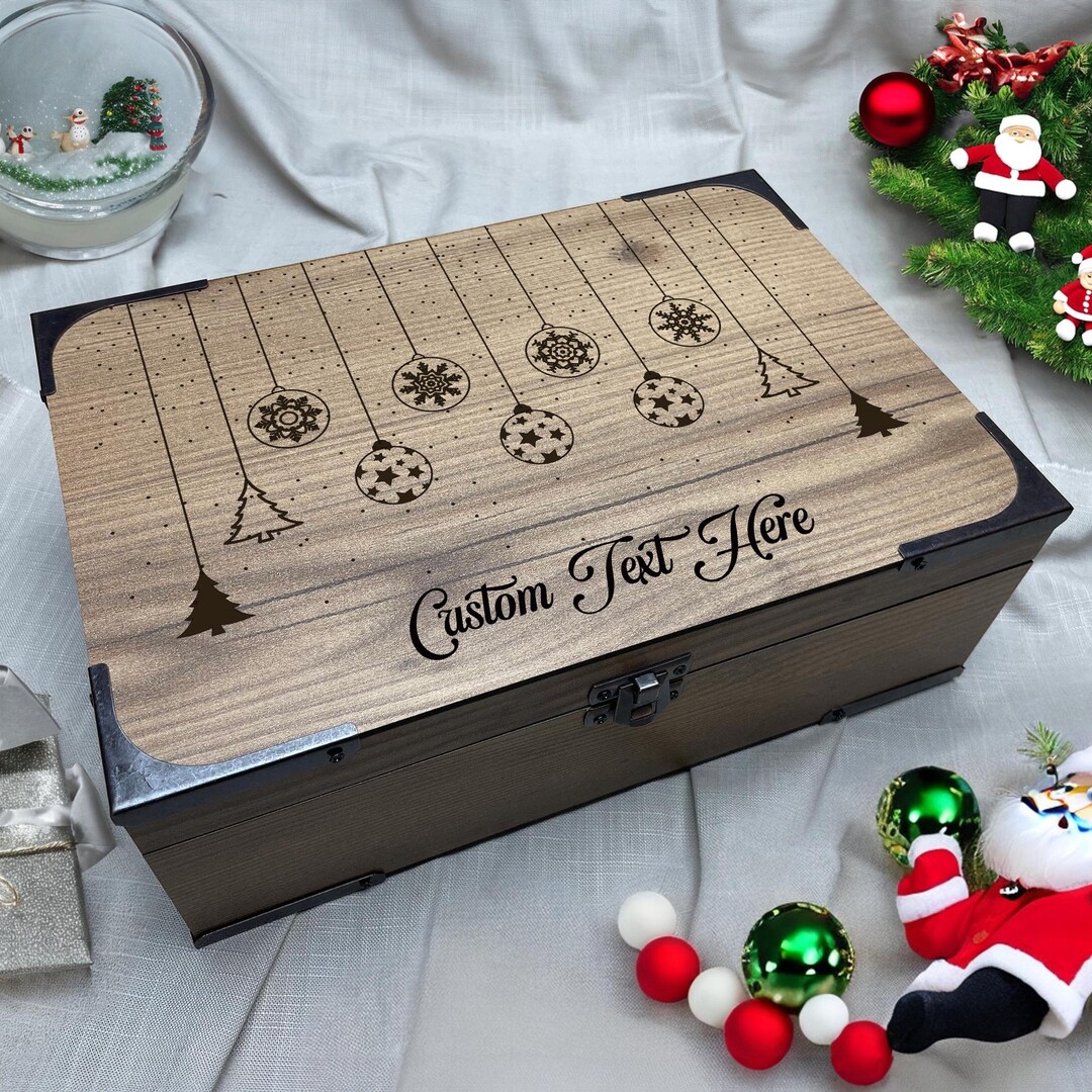 Personalized Wooden Christmas Eve Box Custom Keepsake Box With Festive ...