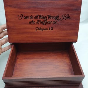 Custom Wooden Christian Keepsake Box With Cross Design - Hand-painted ...