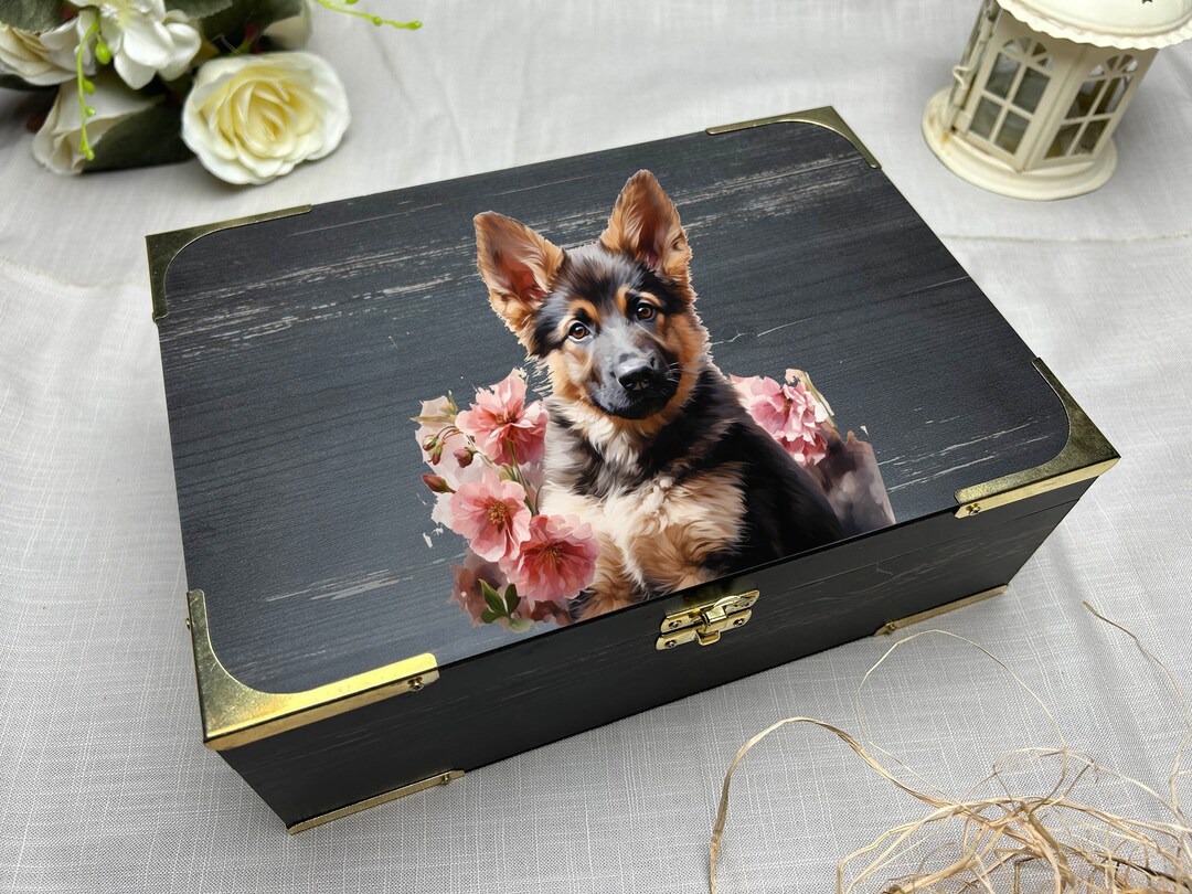 Watercolor Dog Jewelry Box·colorful Paw Wooden Present Organiser ...