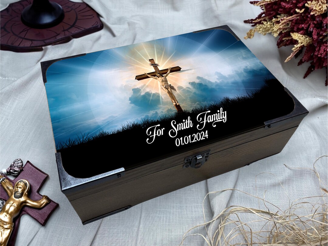 Jesus Christ Icon on the Cross Keepsake Chest - Personalized Religious ...