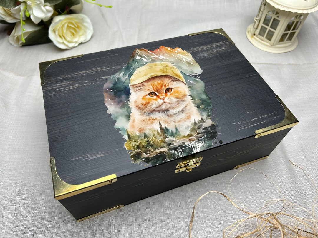 Cat Themed Jewelry Box,colorful Cat Wooden Present Organiser,handmade ...