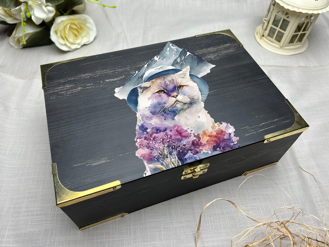 Angry Cat Jewelry Box,colorful Cat Wooden Present Organiser,handmade ...