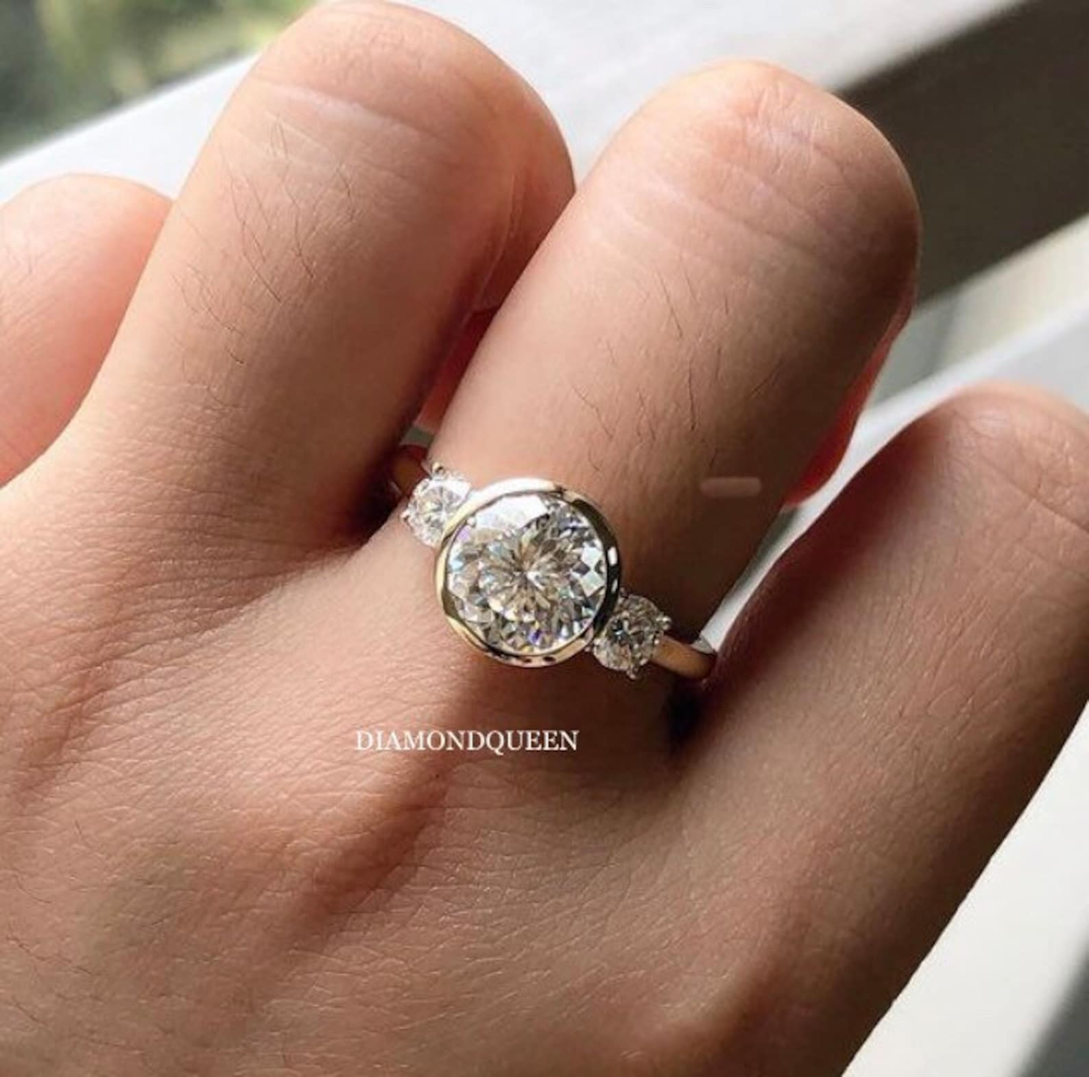Portuguese Cut Moissanite Engagement Ring 14K Yellow Gold - Etsy