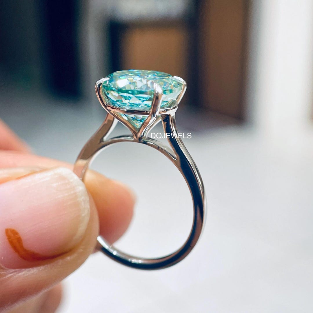 Portuguese Cut Moissanite Engagement Ring, 14K White Gold Portuguese ...