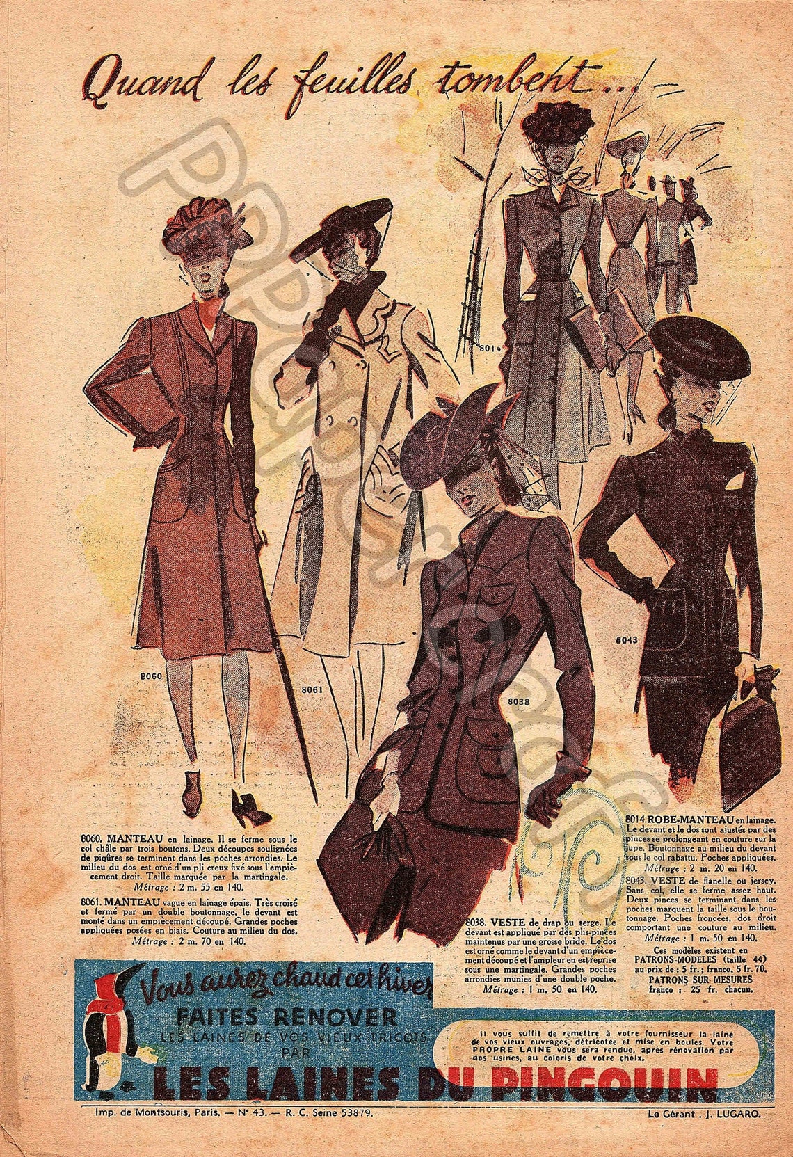 Vintage French PATTERN ADVERTISMENTS PAGES Scrapbooking - Etsy UK