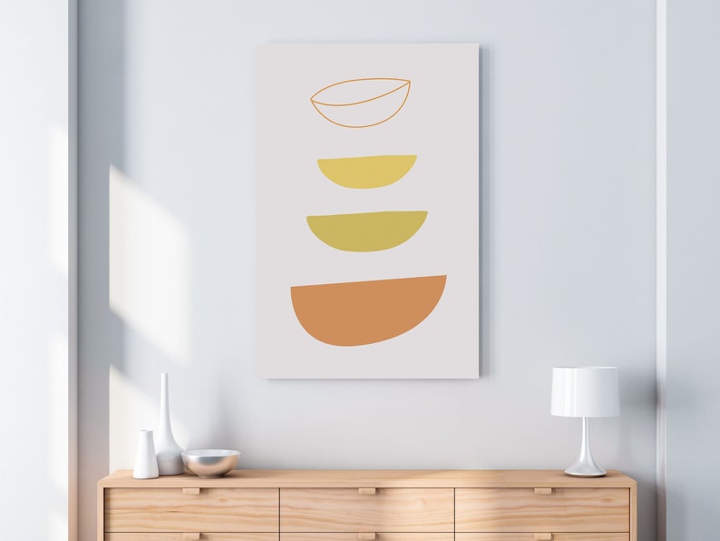 Modern Bowl Shape Geometric Art Brown Boho Printable Wall - Etsy