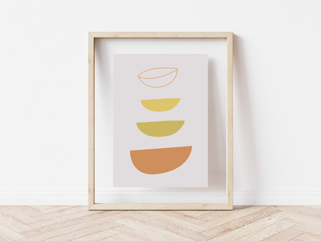Modern Bowl Shape Geometric Art Brown Boho Printable Wall - Etsy