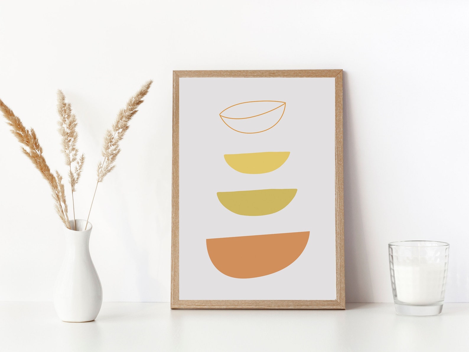 Modern Bowl Shape Geometric Art Brown Boho Printable Wall - Etsy