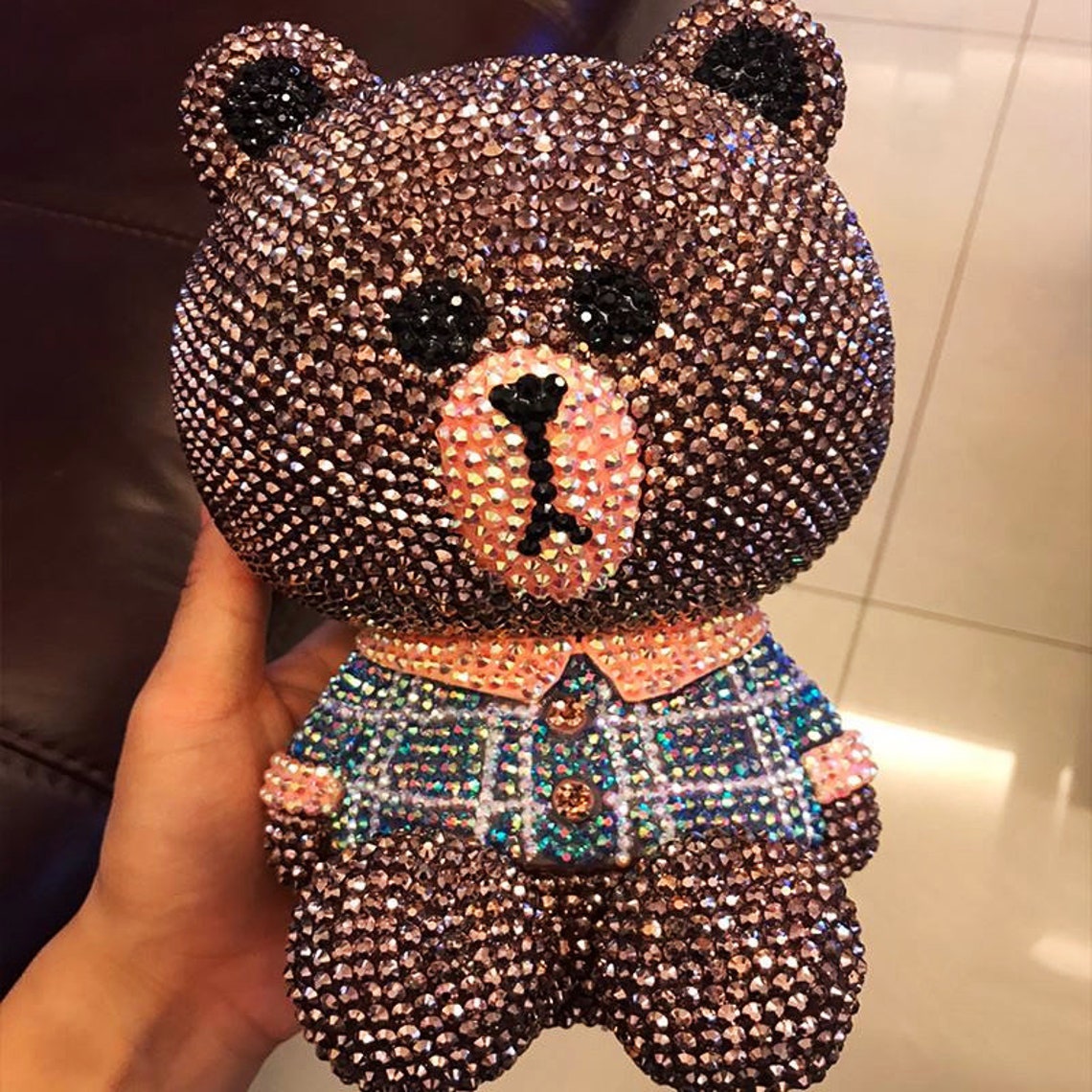 Bling Brown Bear and Cony Full Crystal Piggy Bank Bling Cute - Etsy UK