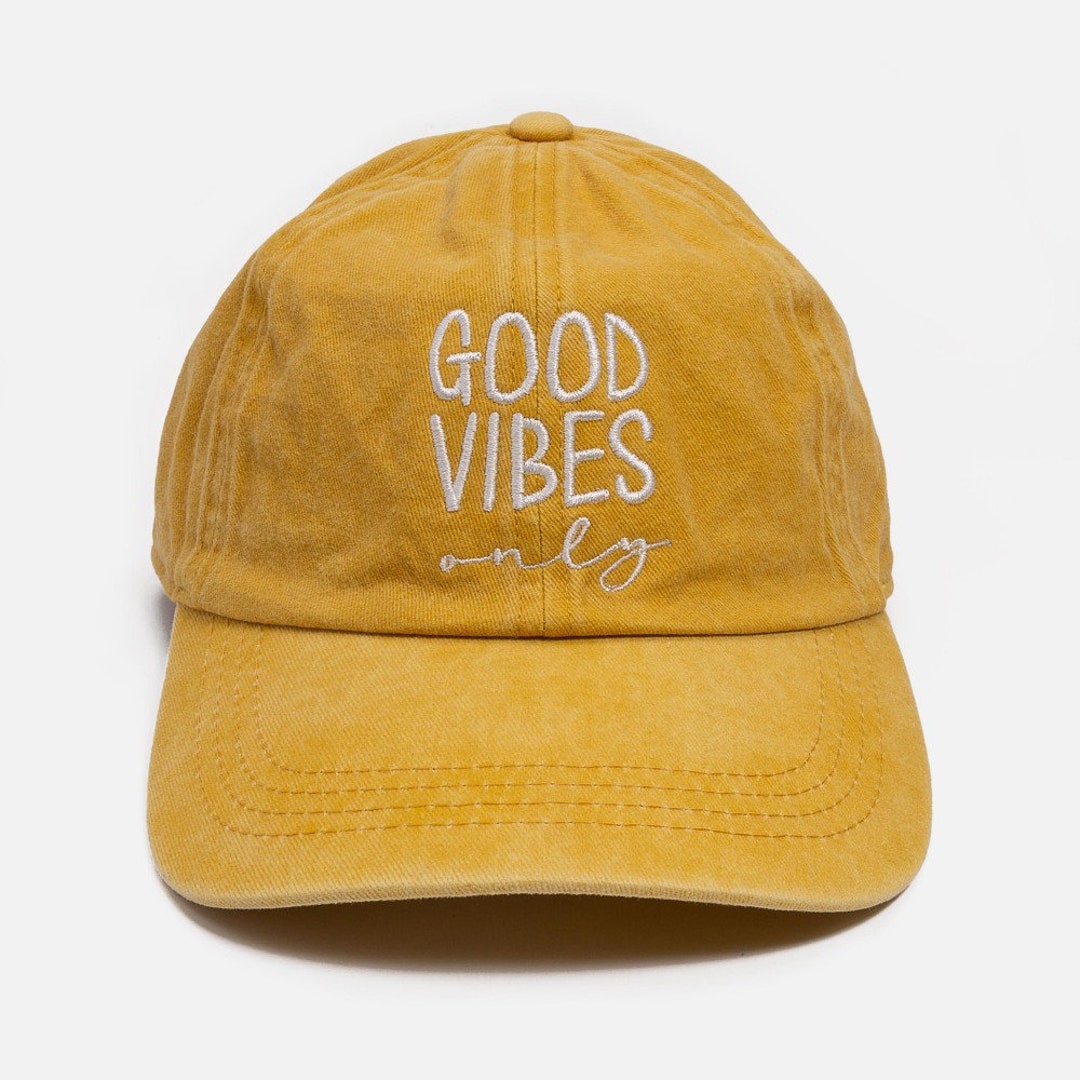 GOOD VIBES Vintage Distressed Hat, Distressed Ball Cap, Good Vibes ...