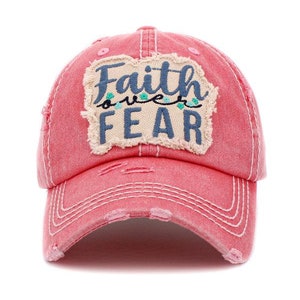Faith Over Fear Ballcap Distressed Ball Cap Beach Baseball - Etsy