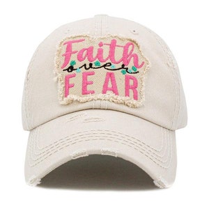 Faith Over Fear Ballcap Distressed Ball Cap Beach Baseball - Etsy