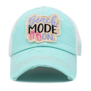 Beach Mode on Ballcap, Distressed Ball Cap, Beach Baseball Hats, Beach ...