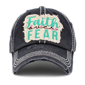Faith Over Fear Ballcap Distressed Ball Cap Beach Baseball - Etsy