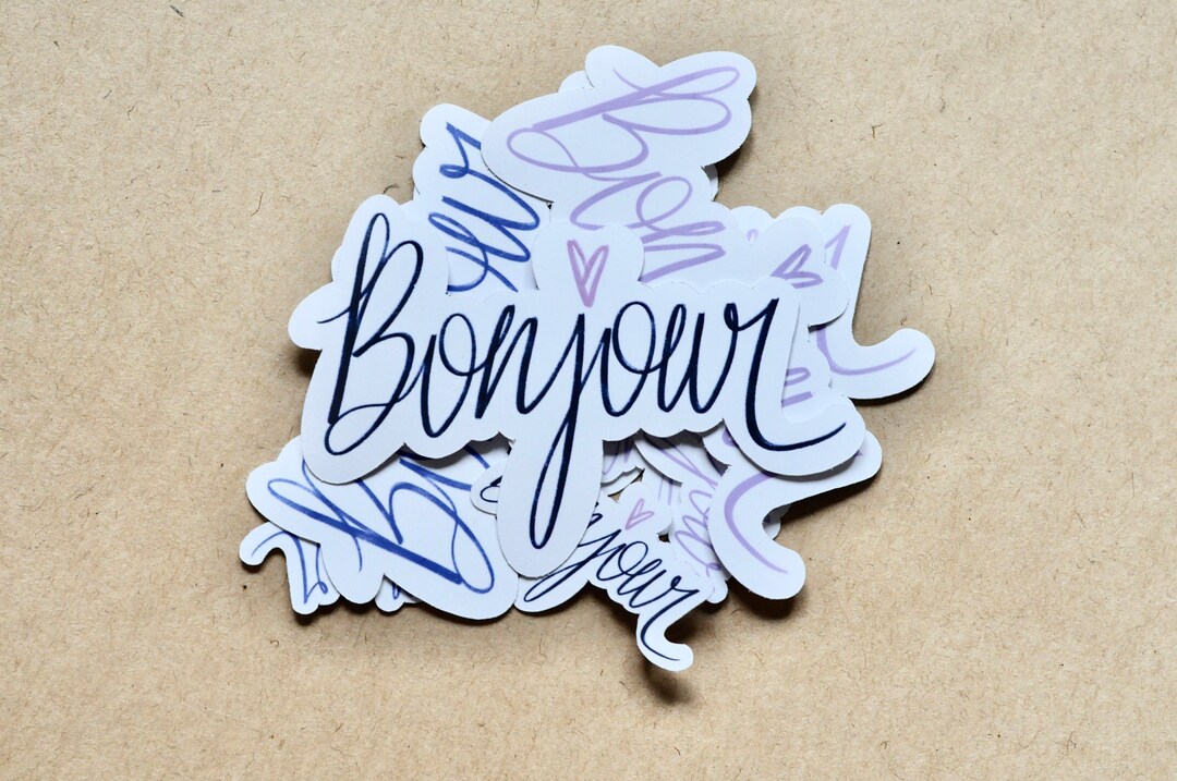 BONJOUR Die Cut Sticker Set French Sticker Script Sticker - Etsy