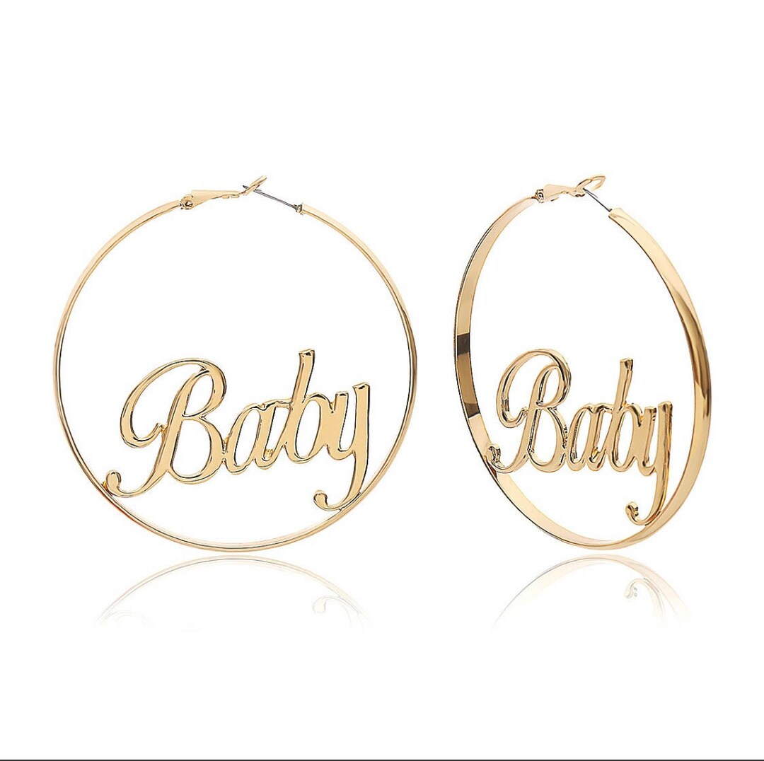 Baby Gaint Loop Earrings Metal Loop Earring Letters Loop - Etsy