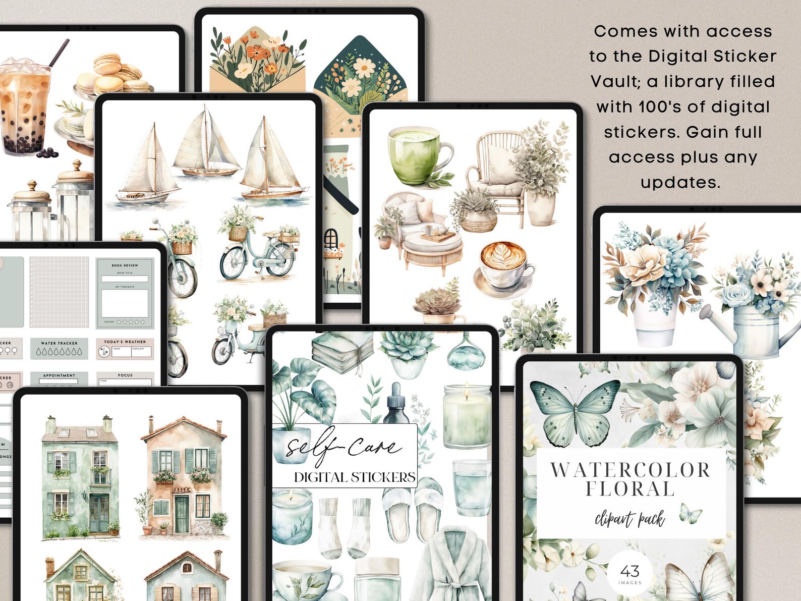 Undated Landscape Digital Planner, That Girl Planner, Digital Notebook ...
