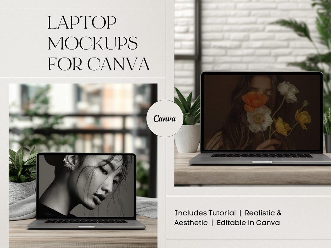 Canva Laptop Mockup, Laptop Mockups for Canva, Laptop Flatlays, Device ...