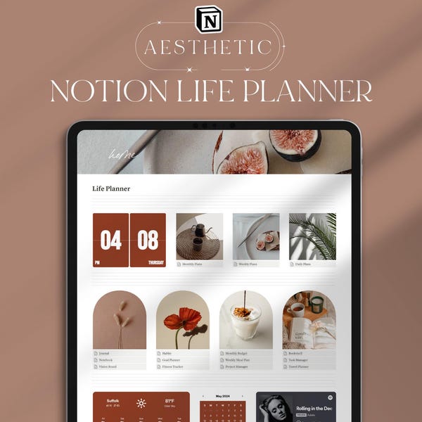 Notion Life Planner Template, Aesthetic & Minimalist Notion Planner, Digital Notion Planner ...