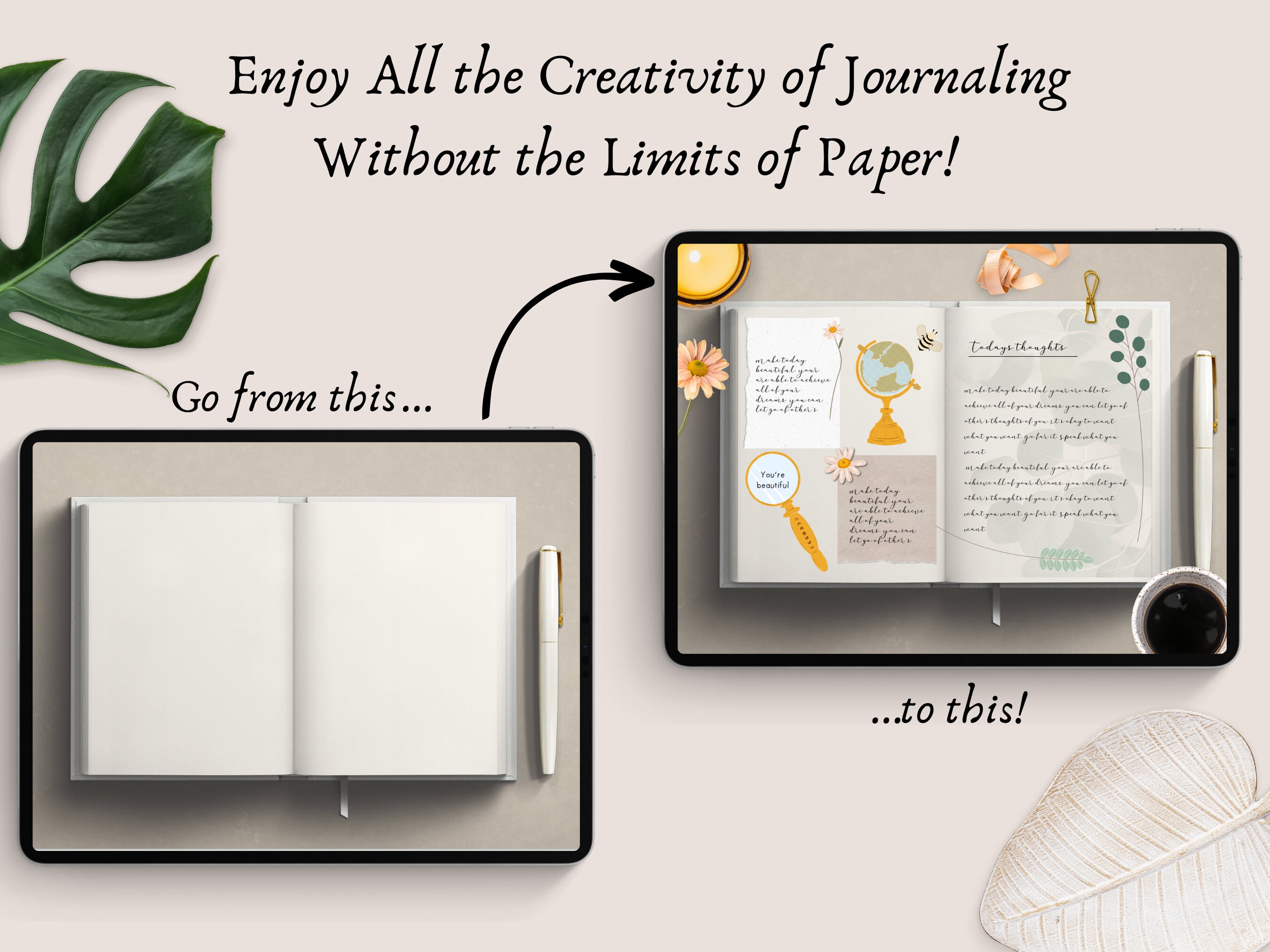 Realistic Digital Journal, Digital Bullet Journal, Bullet Journaling ...