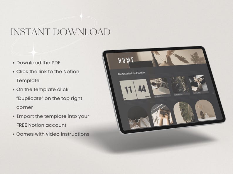 Dark Mode Notion Life Planner Template, Aesthetic Minimalist Design ...