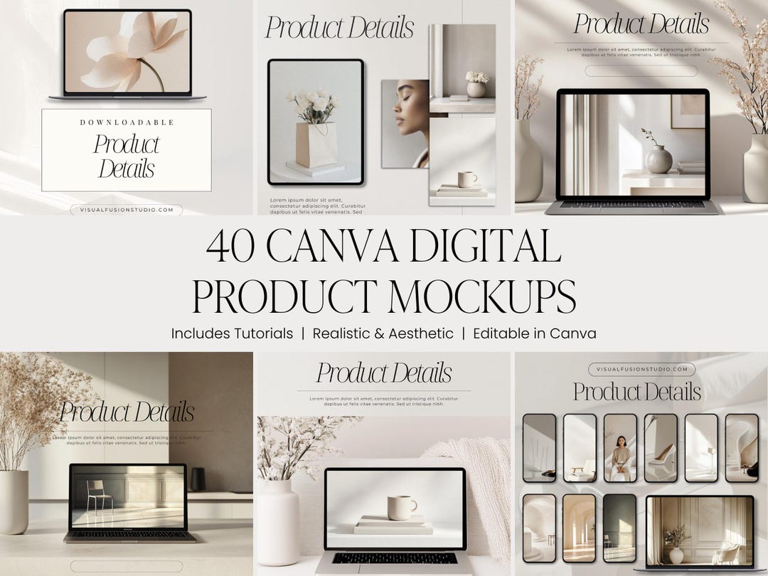 40 Canva Mockups, Aesthetic iPad Frames, Social Media Templates ...
