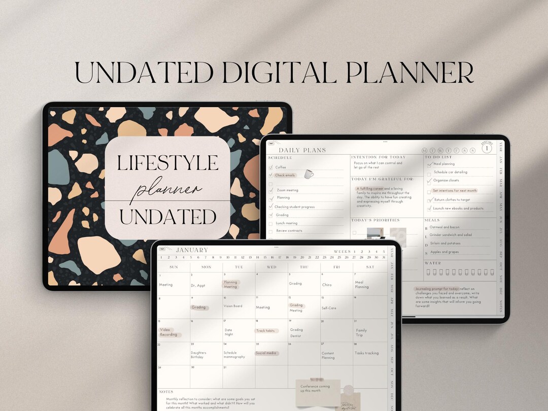 Undated Landscape Digital Planner, That Girl Planner, Digital Notebook ...