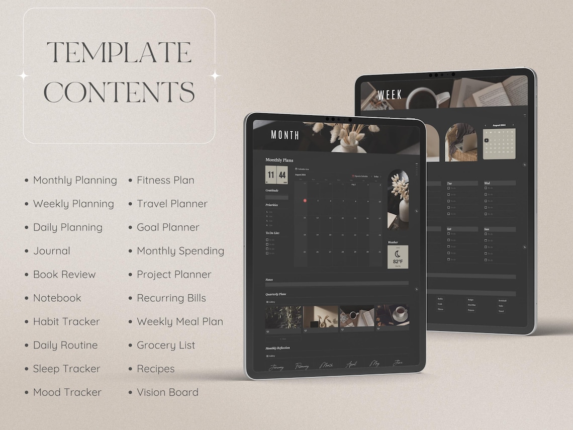 Dark Mode Notion Life Planner Template, Aesthetic Notion Planner ...