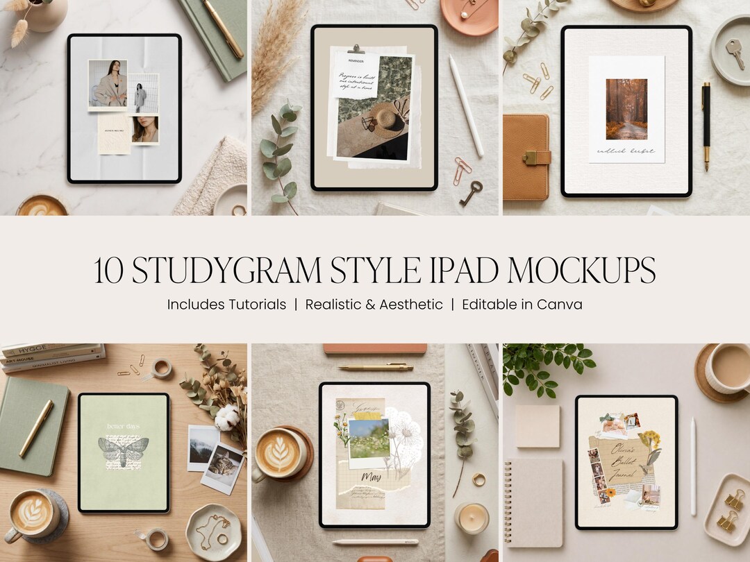 IPad Mockup Canva Template, Studygram Aesthetic iPad Pro Mockup ...