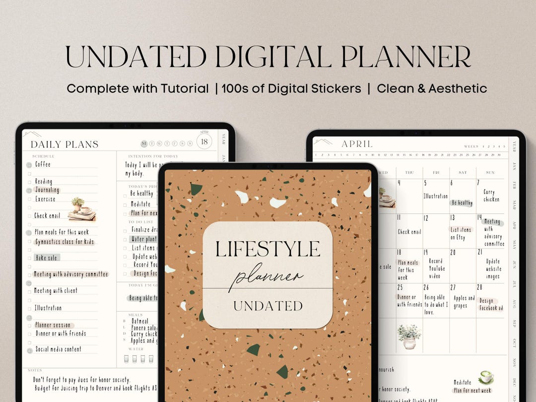 Undated Digital Planner Bundle, That Girl Planner, Digital Notebook ...