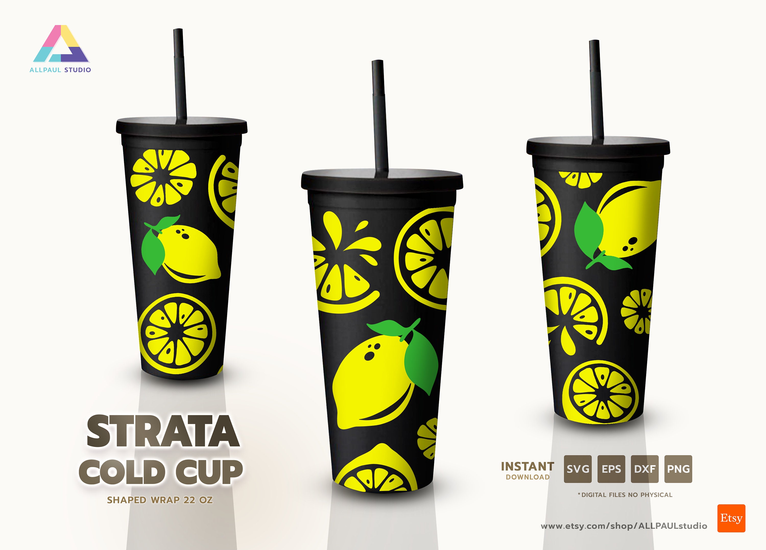 Lemon STRATA CUP 22 0z | Cup Wrap | Cup Svg | Tumbler Wrap | Tumbler ...