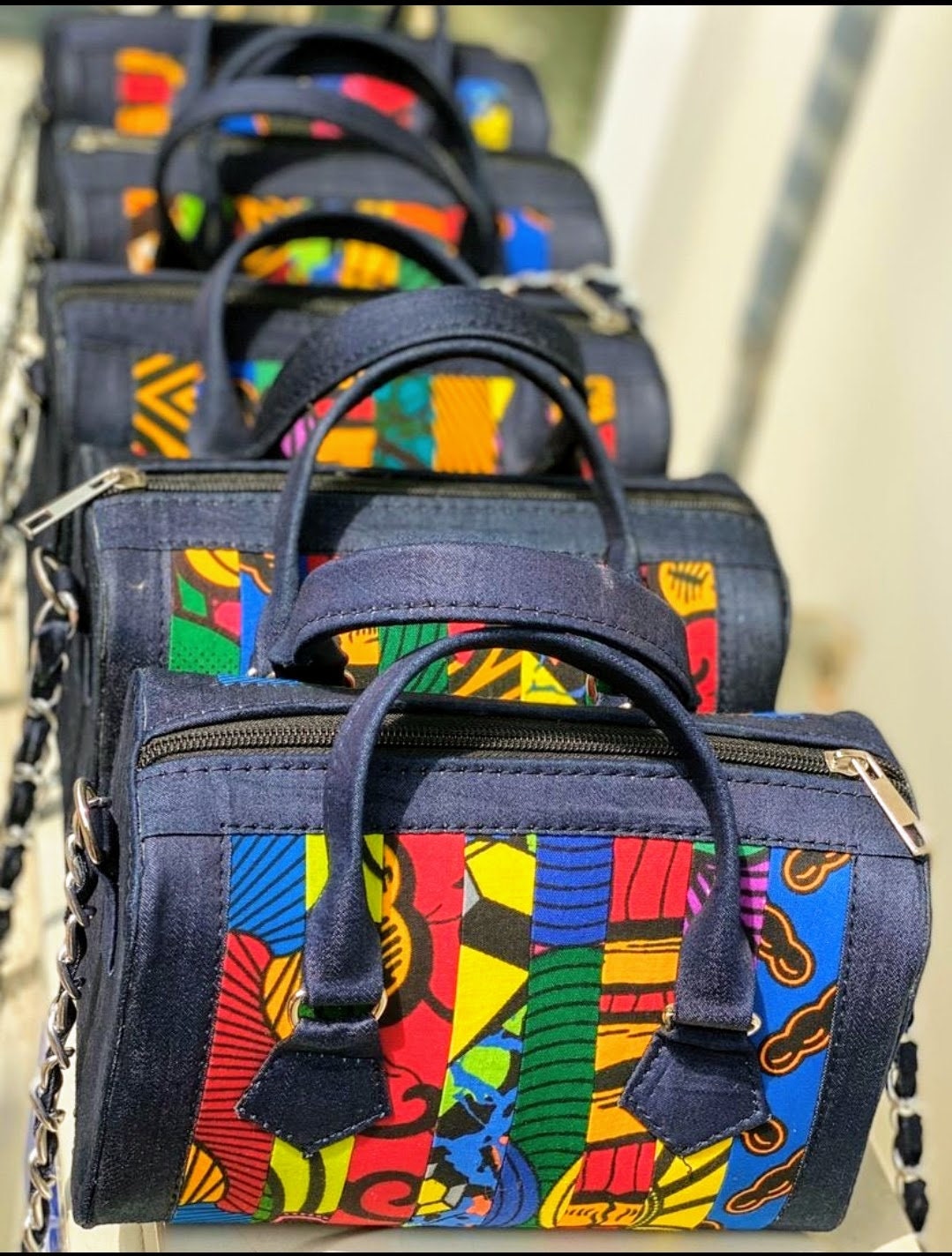 Eni Mini Ankara Denim Duffel Style Recycled Handbag/cross Body - Etsy