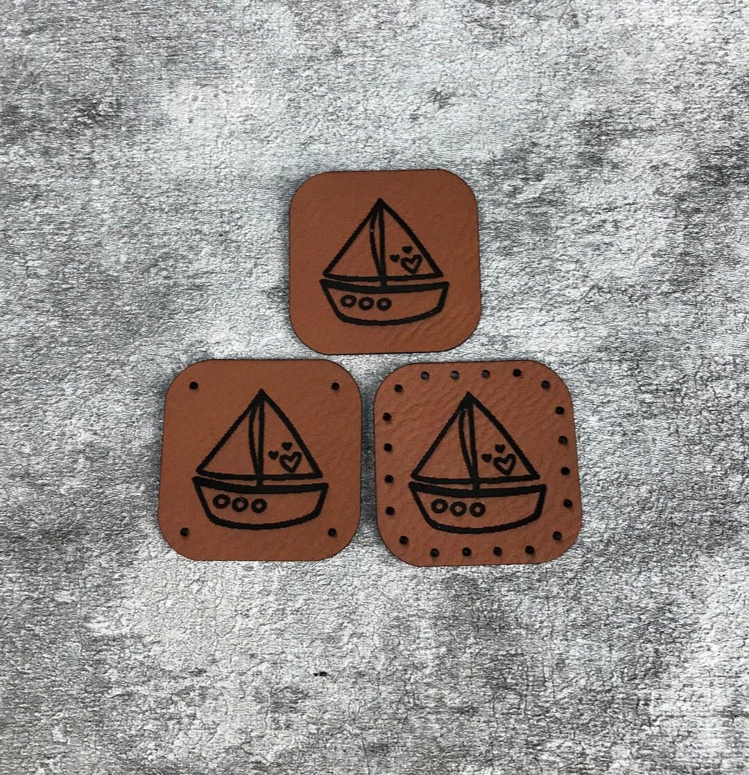 Maritime Label/ Artificial Leather/ Sailing Ship/ Anchor/ Ahoy/ Patches ...