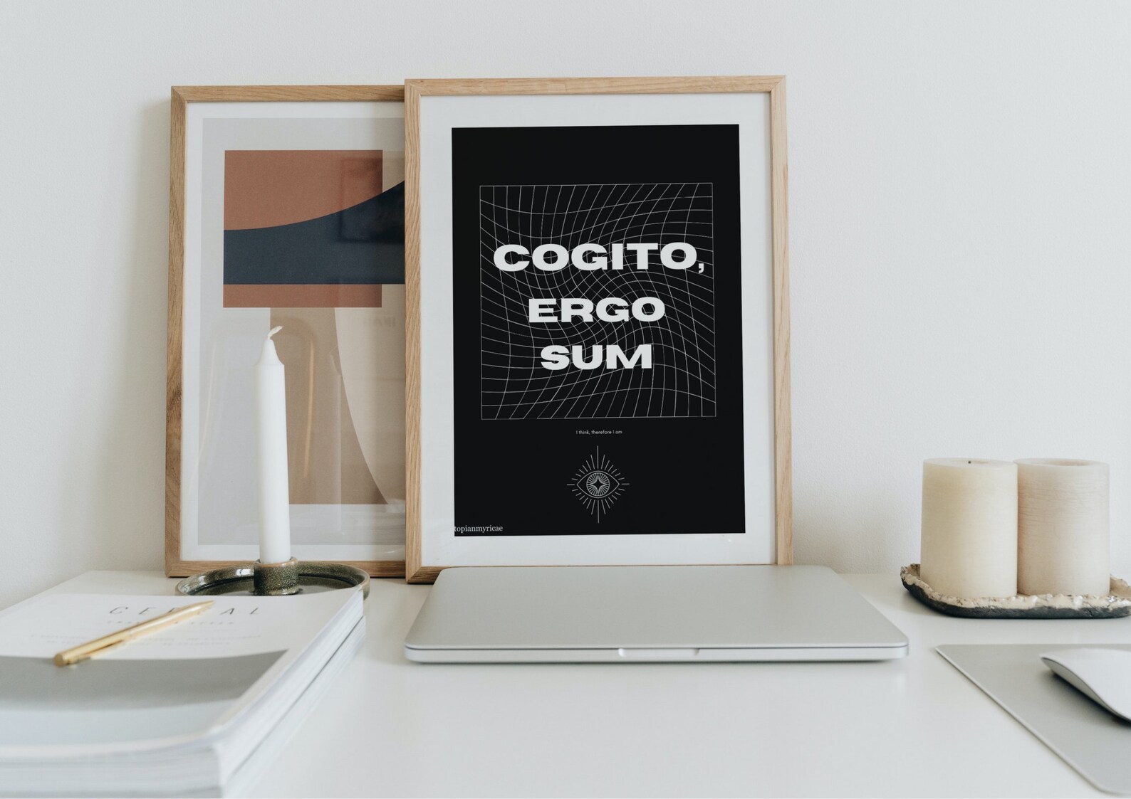 Cogito Ergo Sum Descartes Philosophy Inspiration Quote Art Print ...