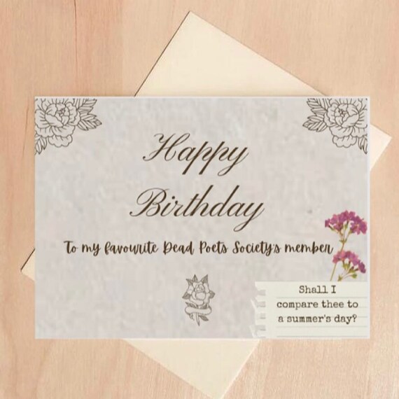 Dark Academia Vintage Birthday Card - Etsy